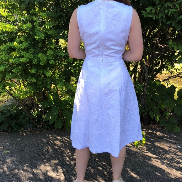 Talbots | Dresses | Talbots White Embossed Fit And Flare Dress | Poshmark